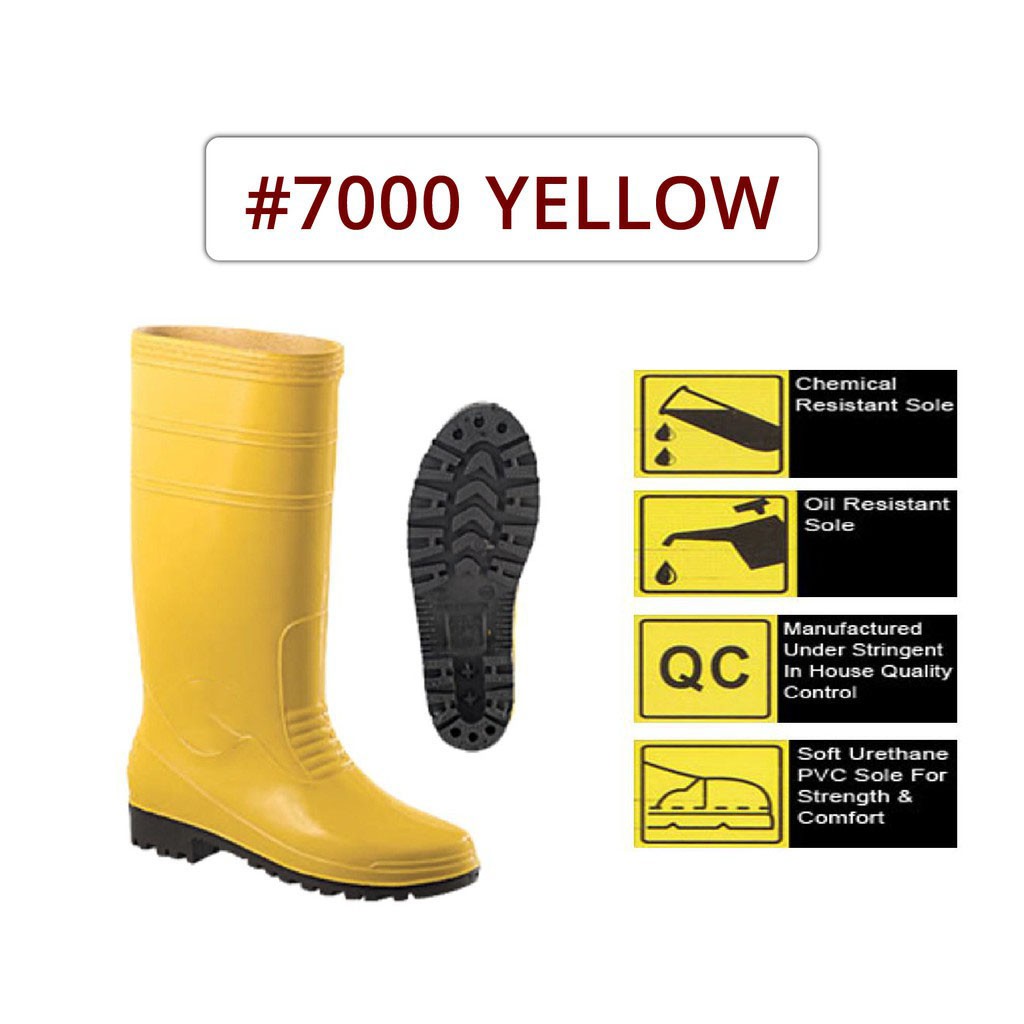 [ 1 PAIR ] Black Or Yellow Safety Rubber Boot Kasut Boot Getah #6000 ...