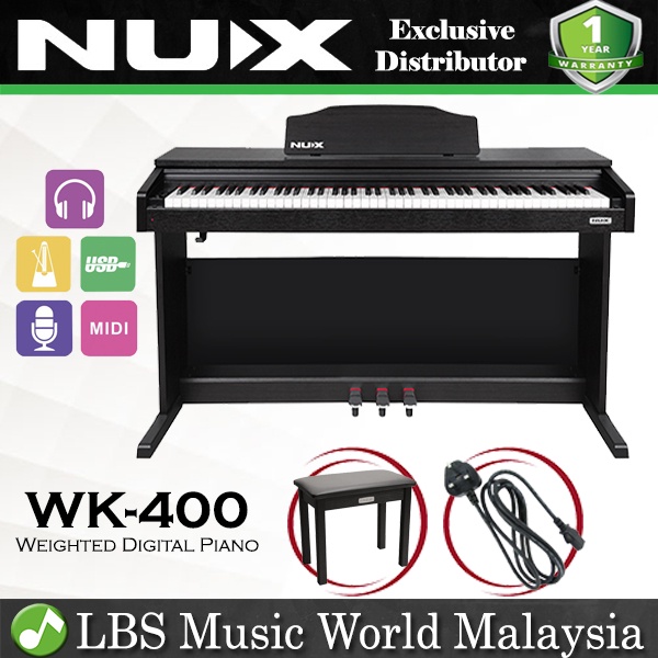 NUX WK-400 88 Key Digital Piano Full Weighted Keys Hammer Action Pianos ...