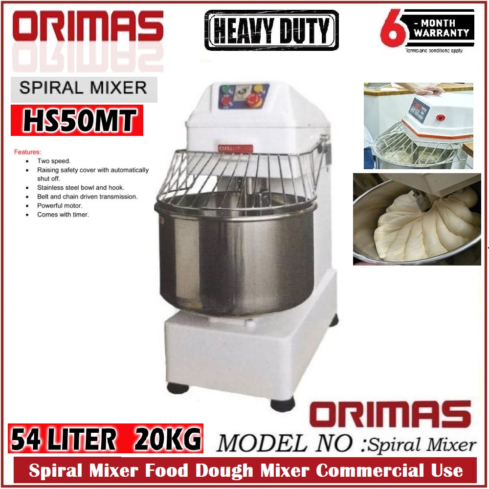 ORIMAS HS50MT 54Liter 20 KG Spiral Mixer Food Dough Mixer Commercial ...