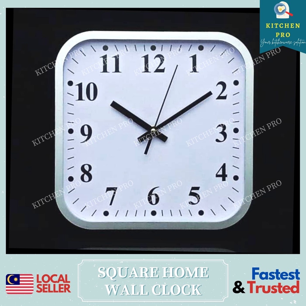 𝐊𝐈𝐓𝐂𝐇𝐄𝐍 𝐏𝐑𝐎 | QUARTZ Simple Style Square Wall Clock 28cm / Home Mute ...