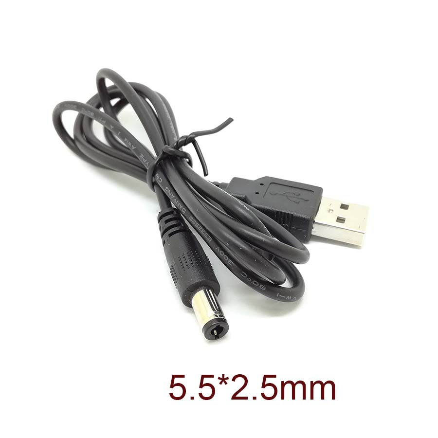PC Laptop USB Male to 5V DC 5.5mm x 2.5mm Barrel Connector Power Cable ...