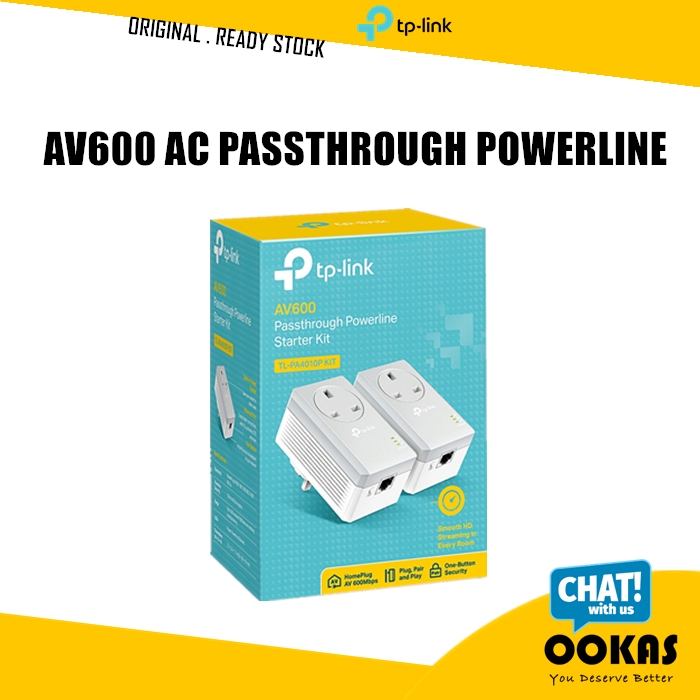TP-Link TL-PA4010P AV600 Powerline Homeplug Adapters Starter Kit ...