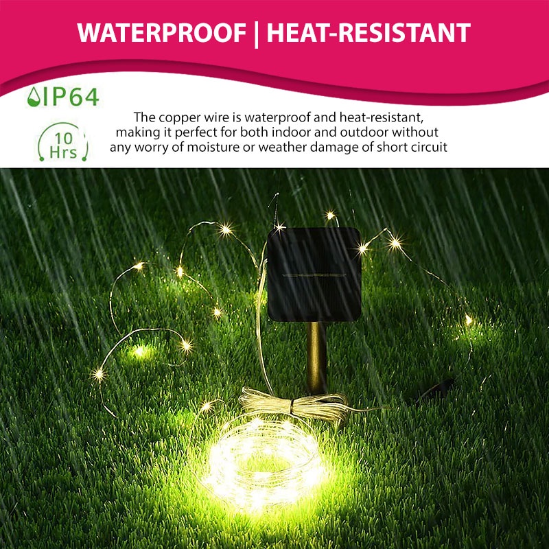 𝟴 𝗠𝗢𝗗𝗘𝗦 𝗪𝗔𝗧𝗘𝗥𝗣𝗥𝗢𝗢𝗙 》 100 200 LED Solar Fairy String Copper Wire Light ...