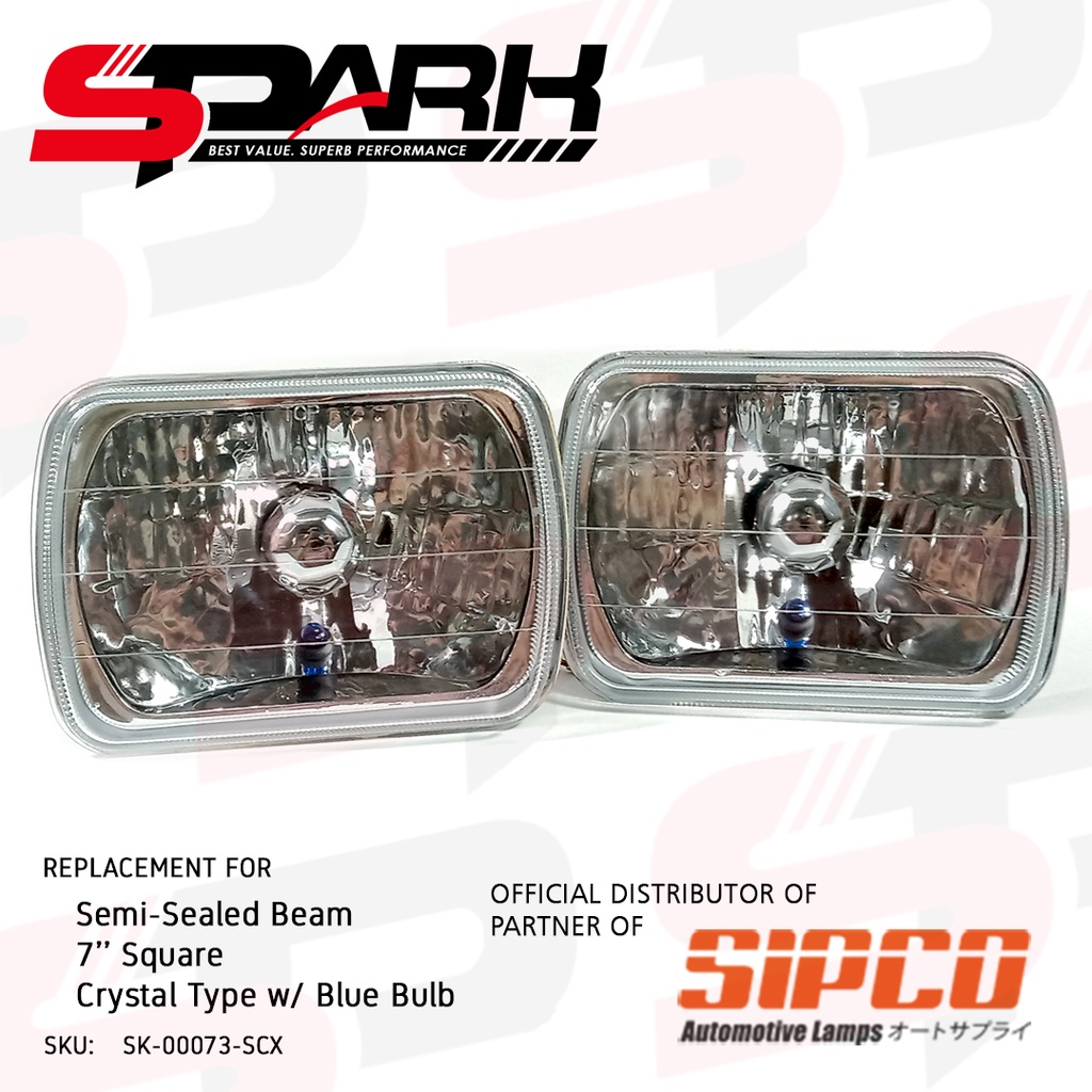 (2 PCS) Square 7" Head Lamp Housing Semi-Sealed Universal Replaceable ...