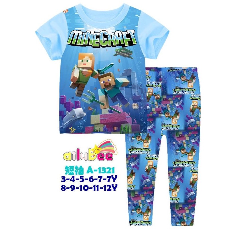 CLEARANCE A1321SL Minecraft Boy Pyjamas (3/4y) | Shopee Malaysia