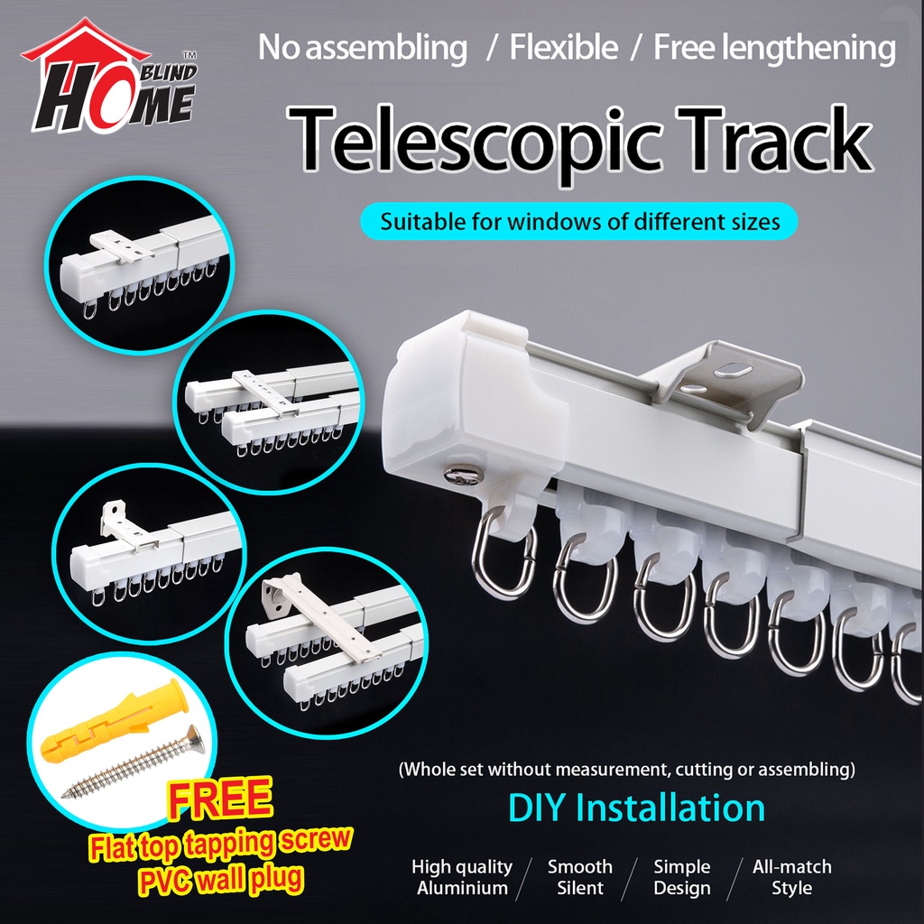 [HomeBlind] Telescopic Track / Adjustable Curtain Rail / Railing ...