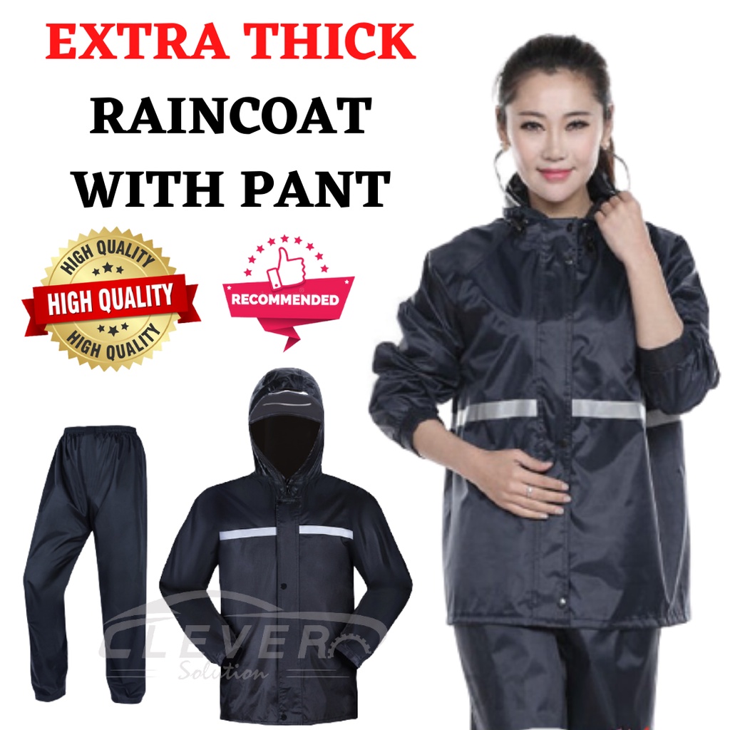 THICK VERSION Premium Quality Raincoat With Pant Baju Hujan Tebal ...