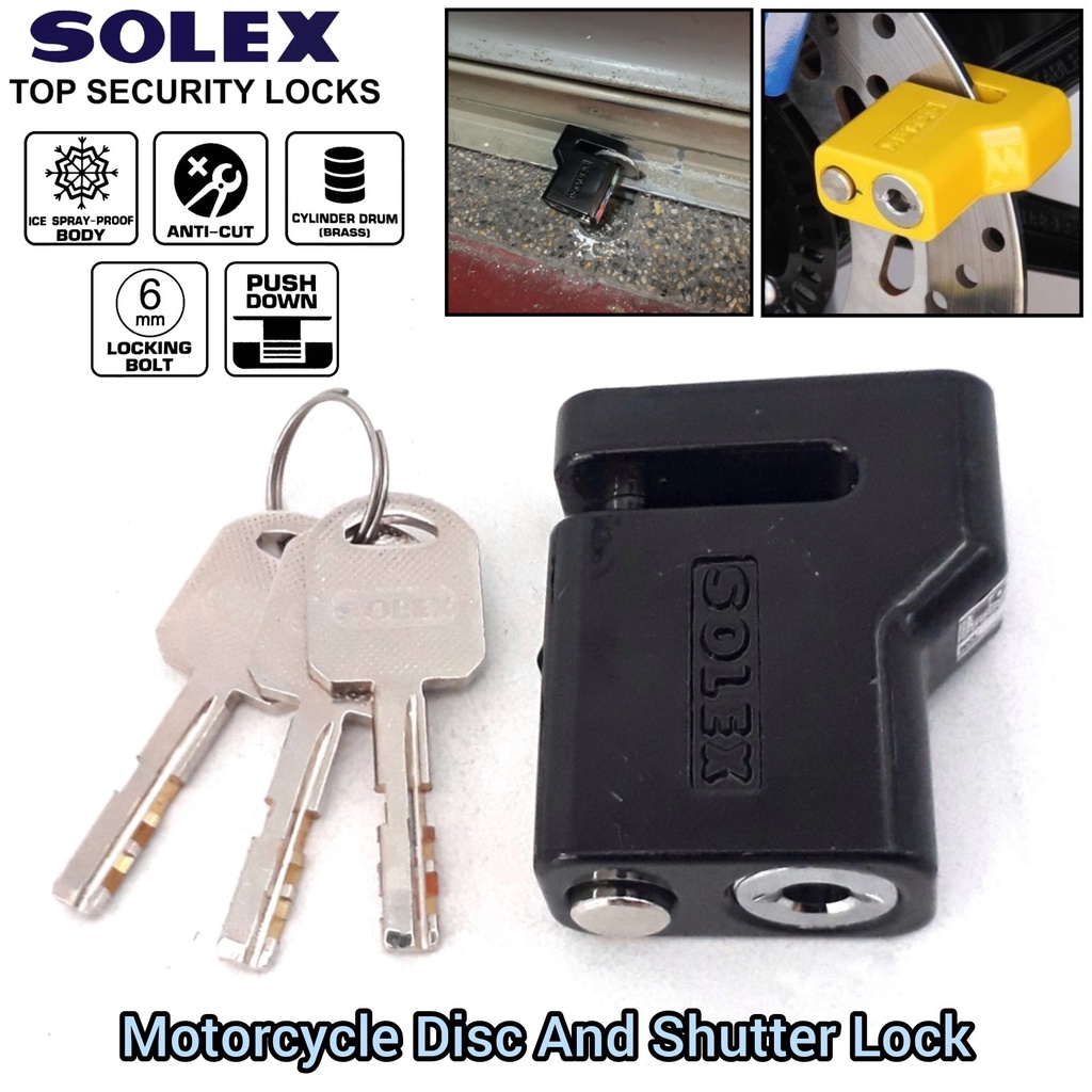 Solex 2 in 1 Motorcycle Motorbike Disc Lock And Door Roller Shutter ...