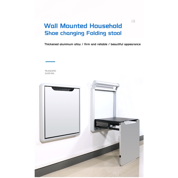 Wall Mounted Household Ultrathin Aluminum Alloy Folding Stool Casual ...