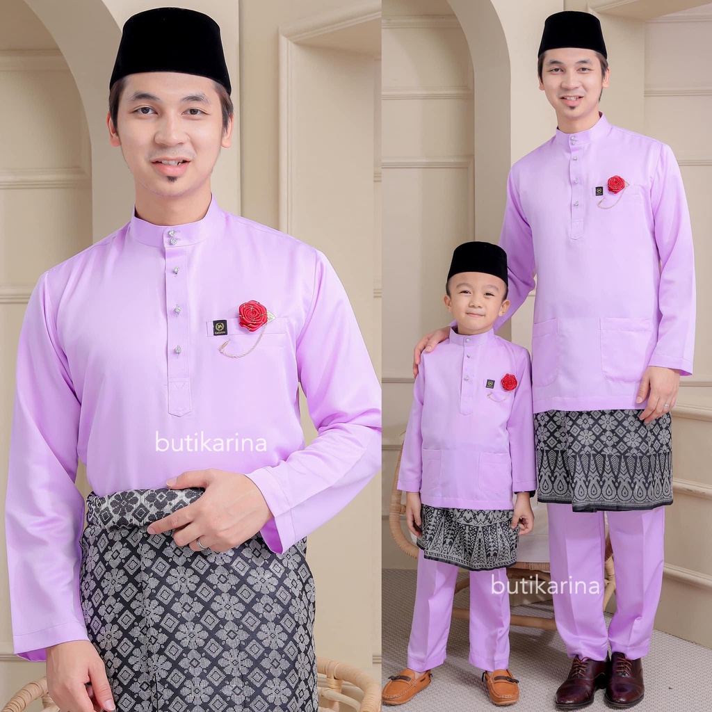 BAJU MELAYU LILAC UNGU PURPLE SET AYAH ANAK PREMIUM | BAJU MELAYU RAYA ...