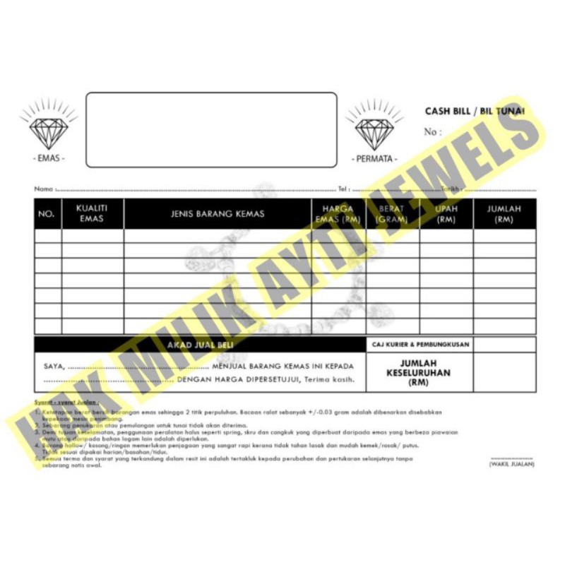 PROMOSI PENGENALAN BUKU RESIT EMAS 50pages 2ply NCR PAPER Readystok ...