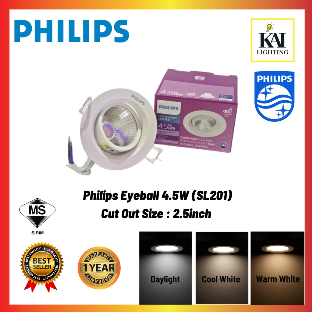 Philips LED Eyeball 59776 Pameron 7W Recessed Spotlight SL201 4.5W ...