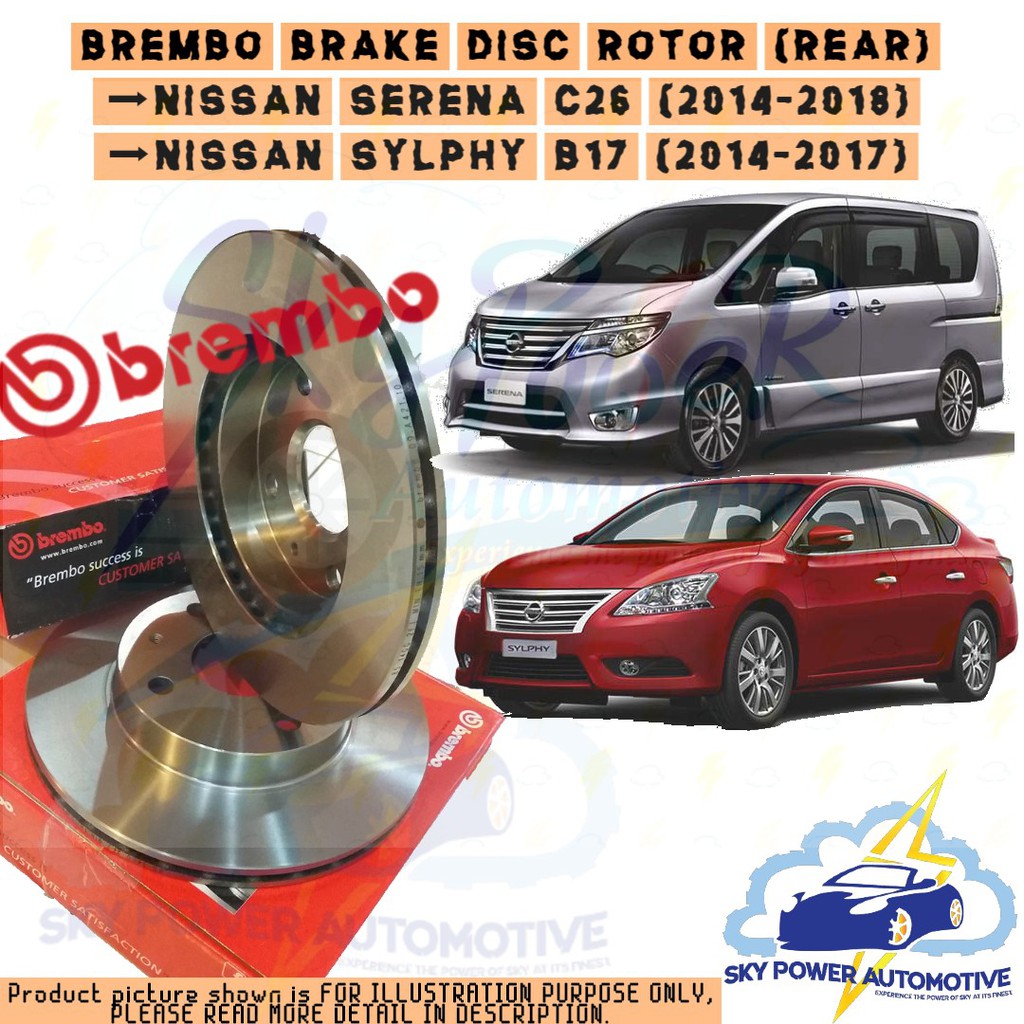 BREMBO NISSAN SERENA C26 / SYLPHY B17 BRAKE DISC ROTOR (REAR) | Shopee ...