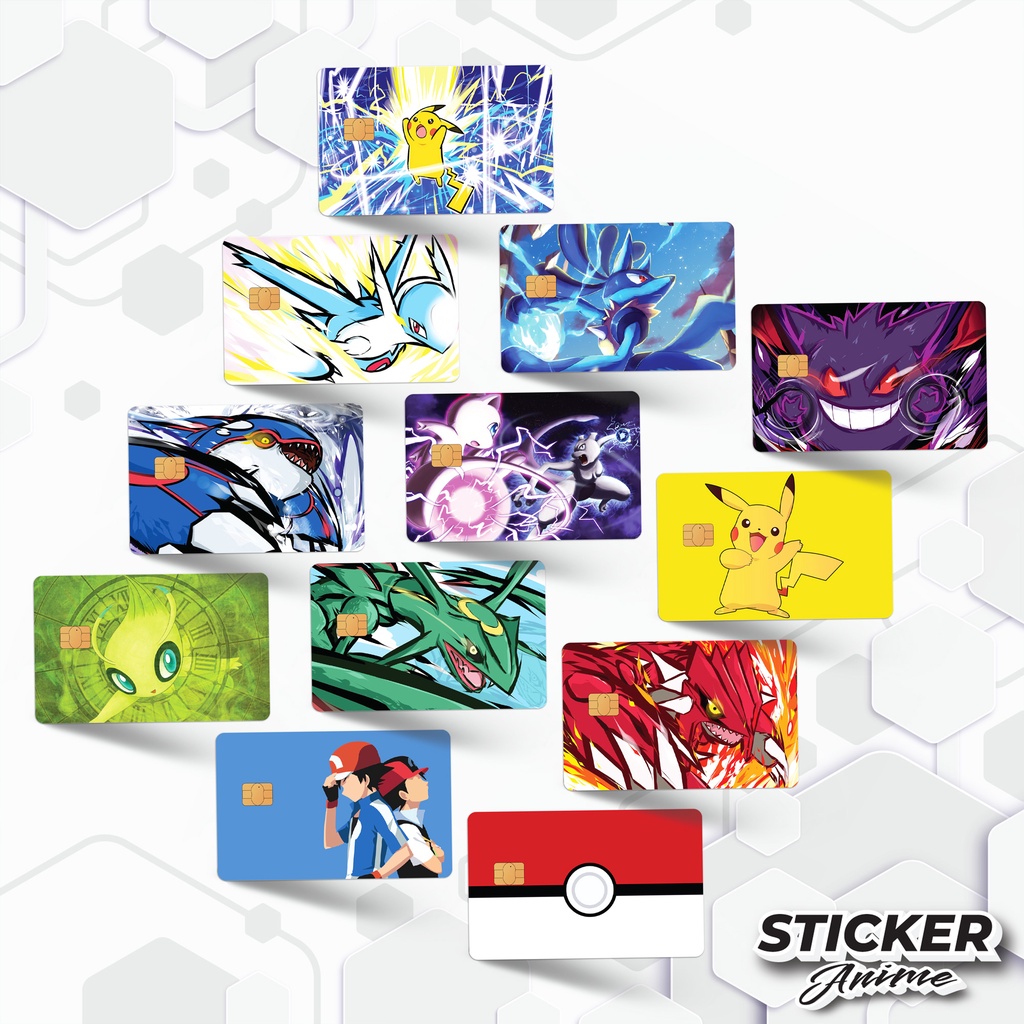 Sticker Anime Pokemon Pikachu Stiker Card Cover ATM Bank Debit Credit ...