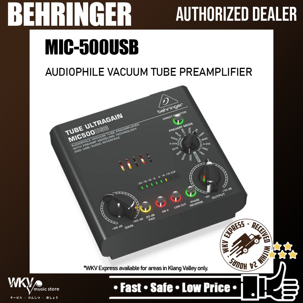 Behringer MIC-500USB Audiophile Vacuum Tube Preamplifier with Preamp ...