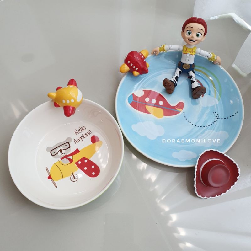 Ceramic Plate And Bowl Set Airplane Pattern (Set) | Shopee Malaysia