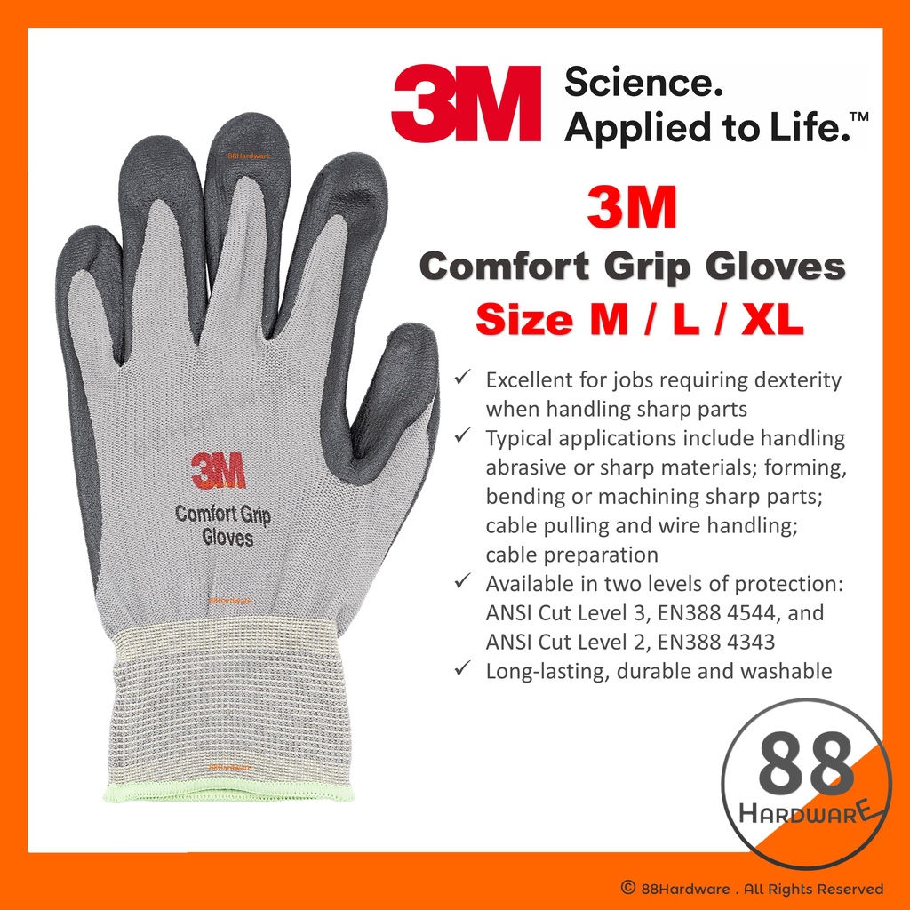 【100% Ori】3M comfort grip glove / 3m glove / glove safety work / latex ...