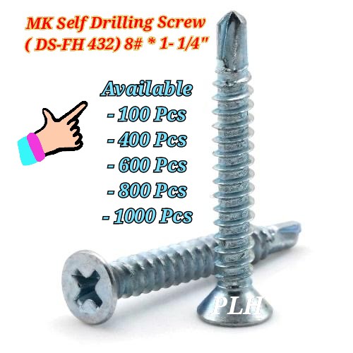 MK SELF DRILLING SCREW ( DS-FH 432) #08 X 1-1/4 " ZPH(600 PCS -1000 PCS ...