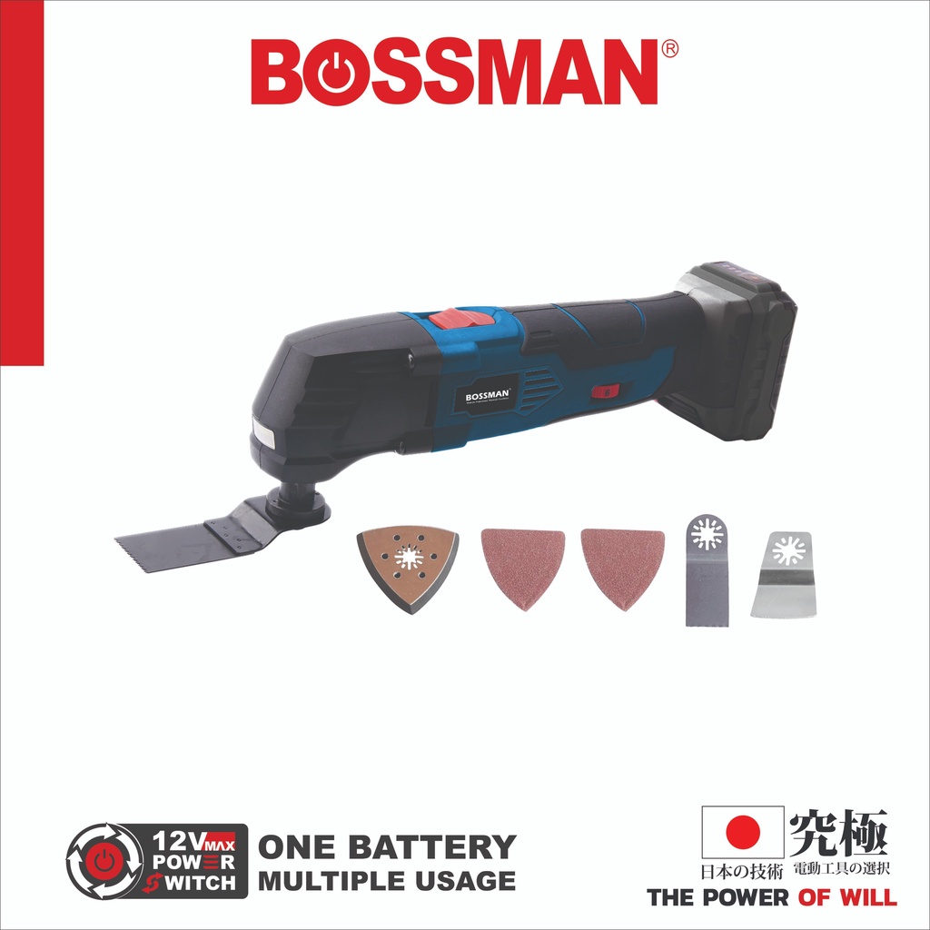 BOSSMAN - 12V Cordless Multi-Tool (FREE Accessories)(Set Charger/2 x 1 ...