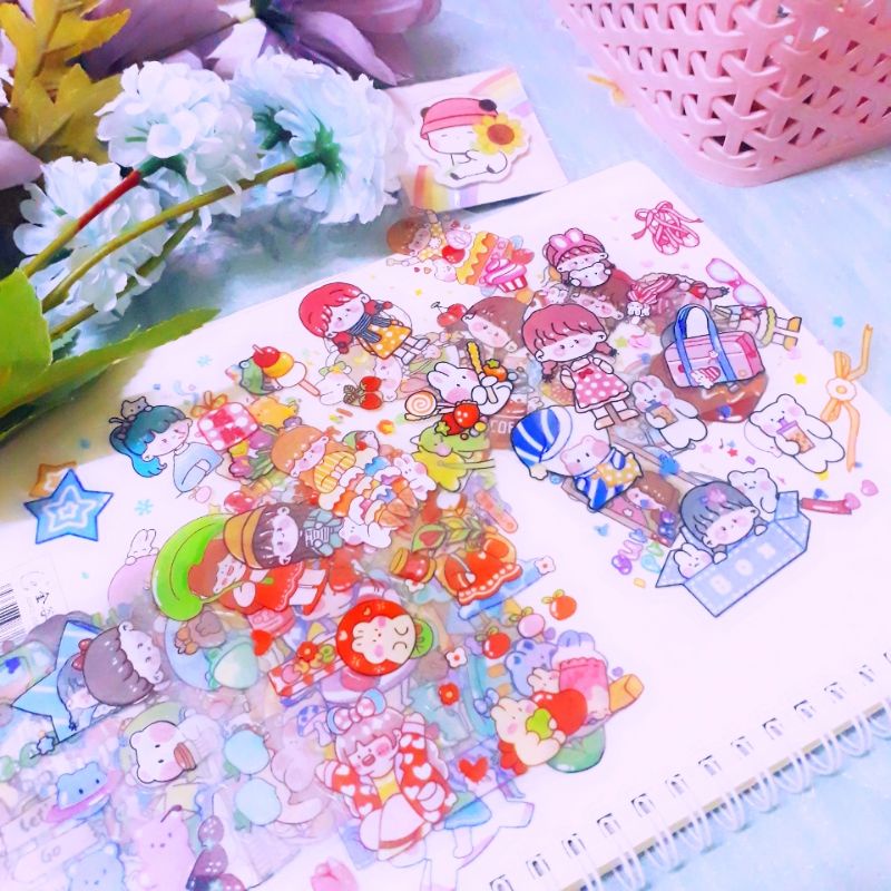 Sticker comel Cute Adorable Cartoon Waterproof Sticker for Journaling ...