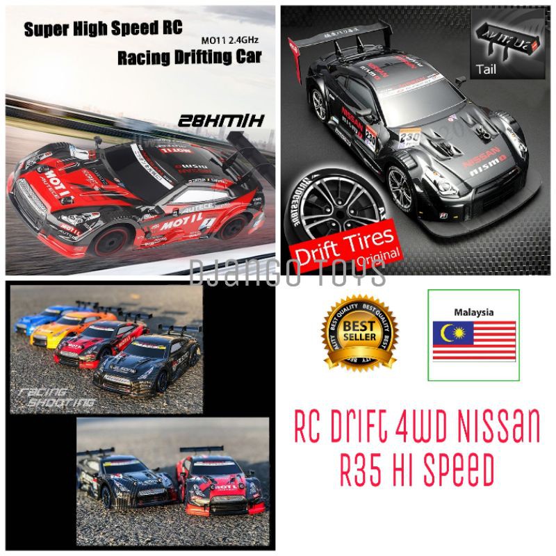🇲🇾Ready Stock. Kereta Kontrol Drift Nissan Skyline R35 1/16 Scale 4wd ...