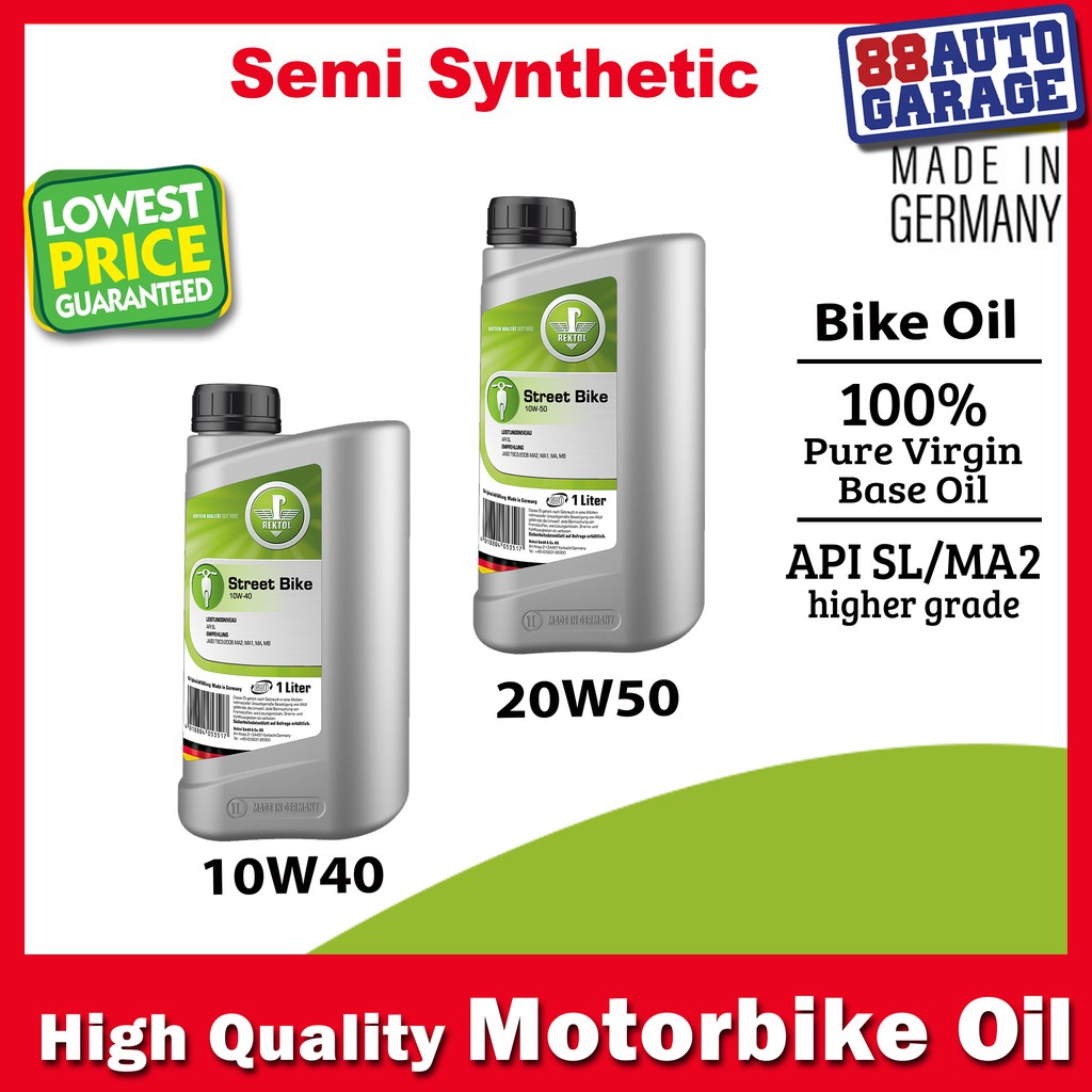 Rektol 20W50 / 10W40 Semi Synthetic Motorbike Engine Oil (1L) [10W-40 ...