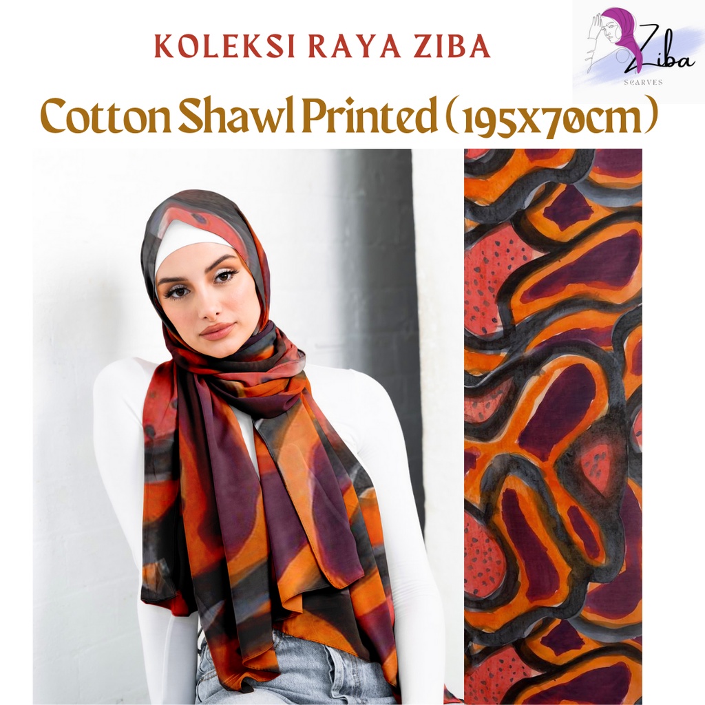 Printed Cotton Shawl - Selendang Cotton Bercorak (Modern, Colourful ...