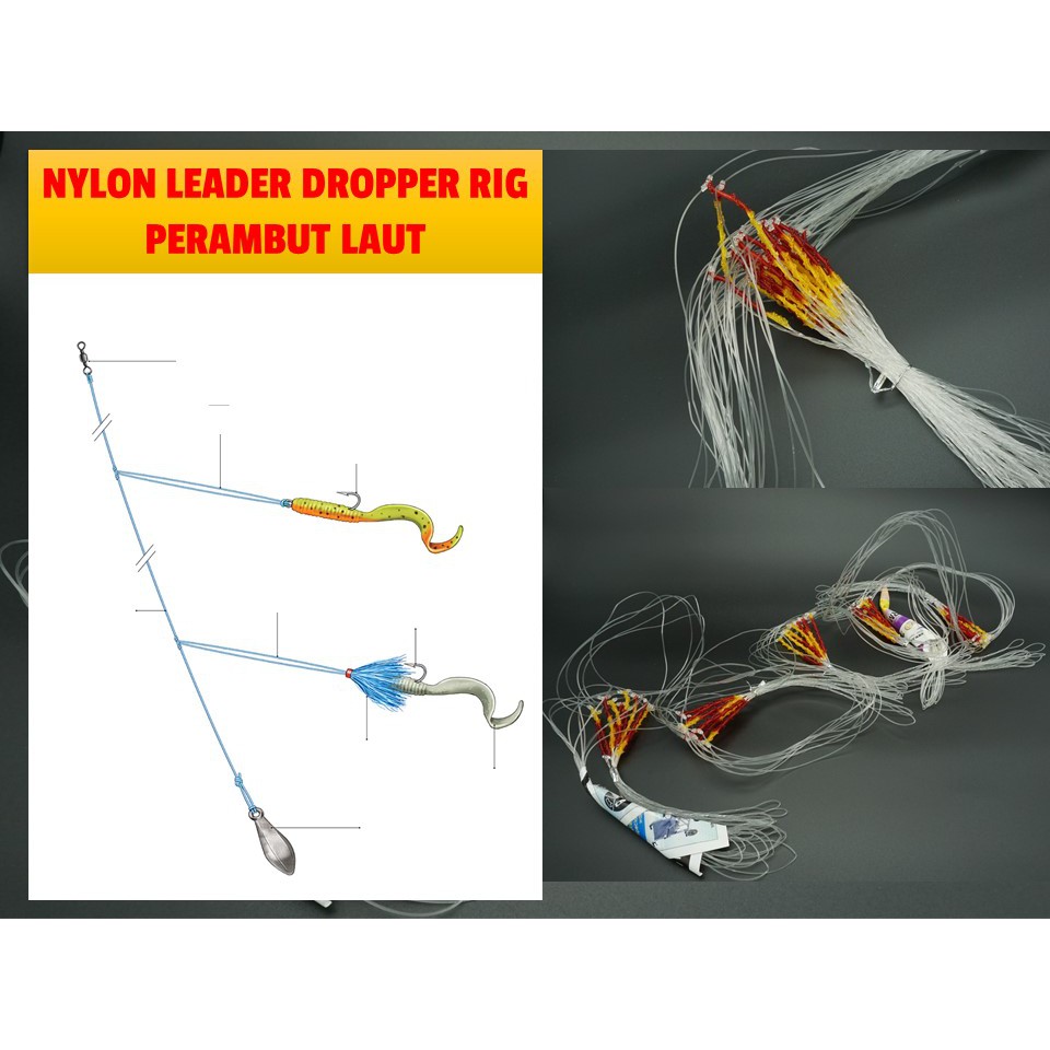 Nylon Leader Dropper Rig (1, 2, 3, 4, 5 arm) Perambut Jenahak Kerapu ...