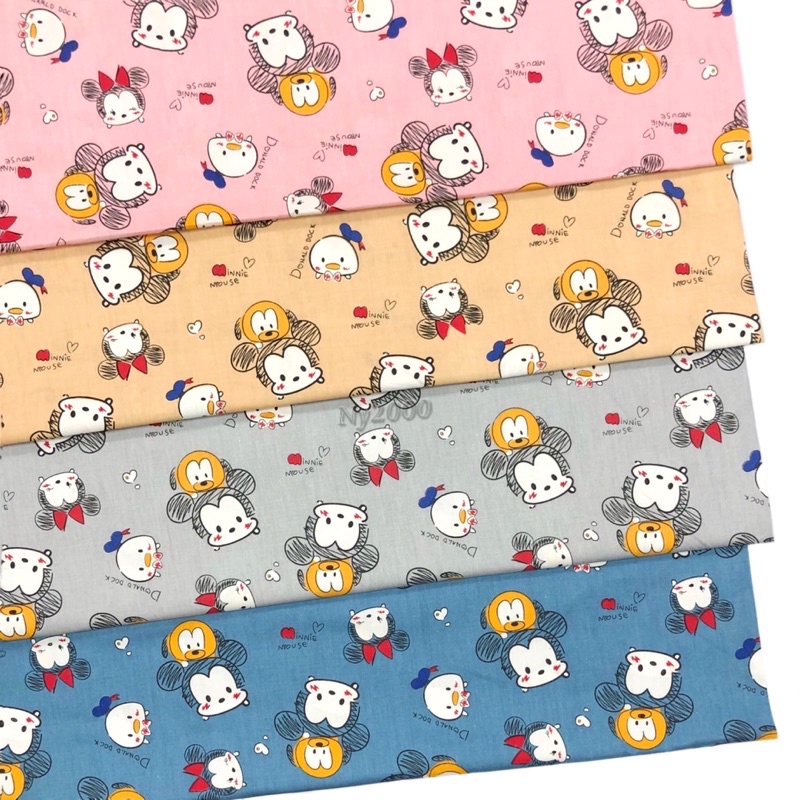 Kain Comb Cotton Bidang 60" Tsum Tsum Mickey Head & Donald Duck ...