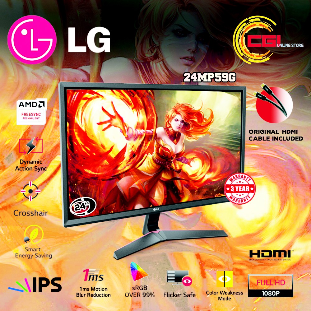 LG 24" 24MP59G FHD IPS Gaming LED Monitor | Shopee Malaysia