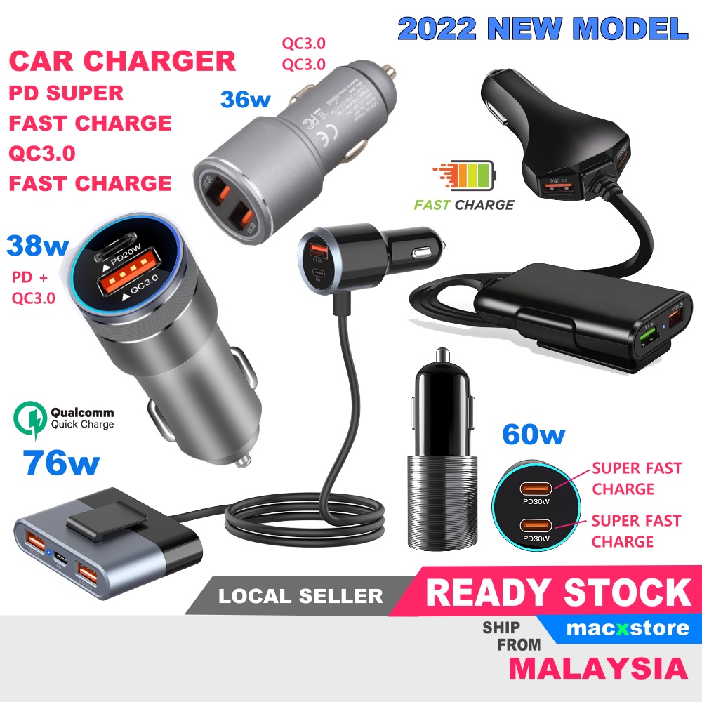 In Car Charger PD20W PD30W USB QC3.0 Super Fast Charge Fast Charging ...