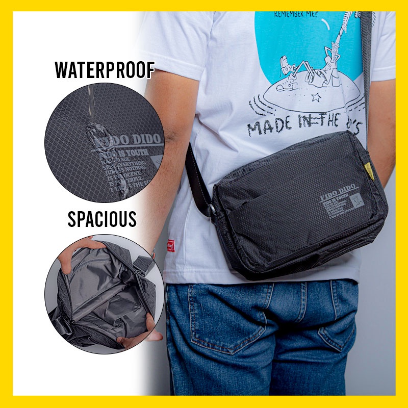 Fido Dido Original Lightweight Black Sling Bag (Small) Men Sling Bag ...