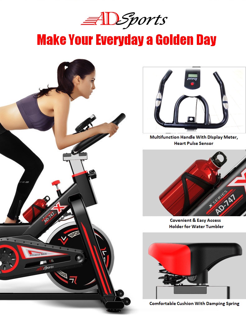 ADSports AD-747 Gym Fitness Home Iron Spinning Bicycle Exercise Bike ...