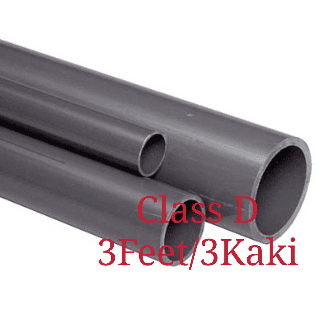 3Feet(3kaki) 1/2''(15mm),3/4''(20mm),1''(25mm) PVC Pipe Grey PVC Water Pipe Class D [ NON SIRIM ...