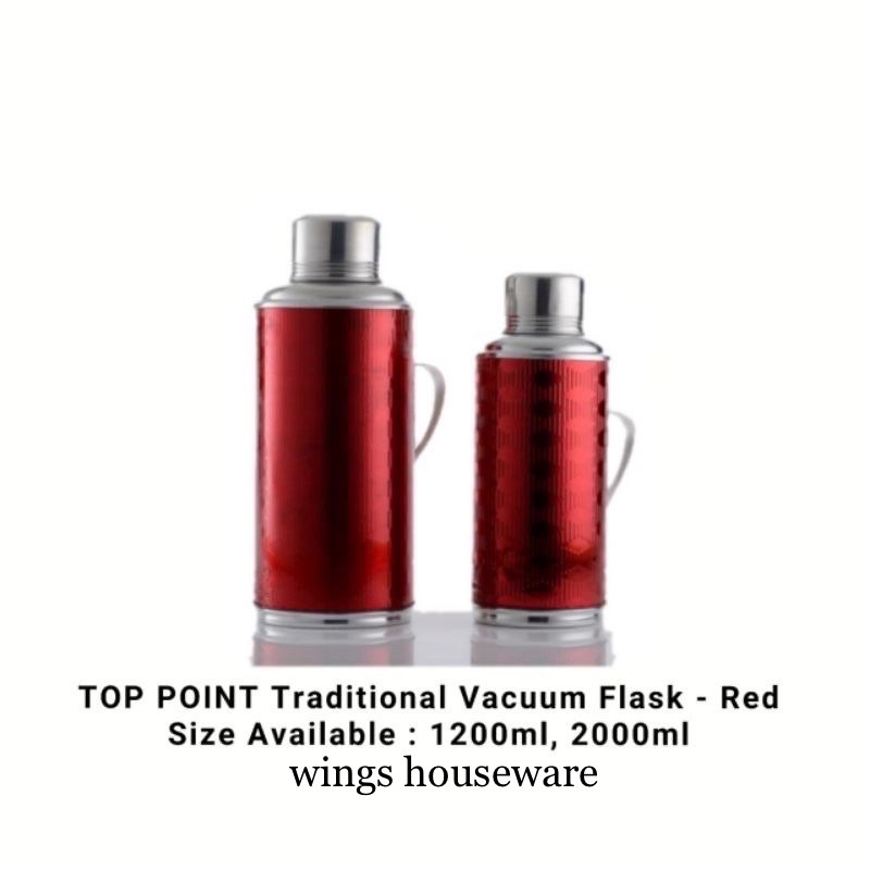 Traditional Glass Vacuum Flask Red / Thermos Merah / Thermal Flask ...