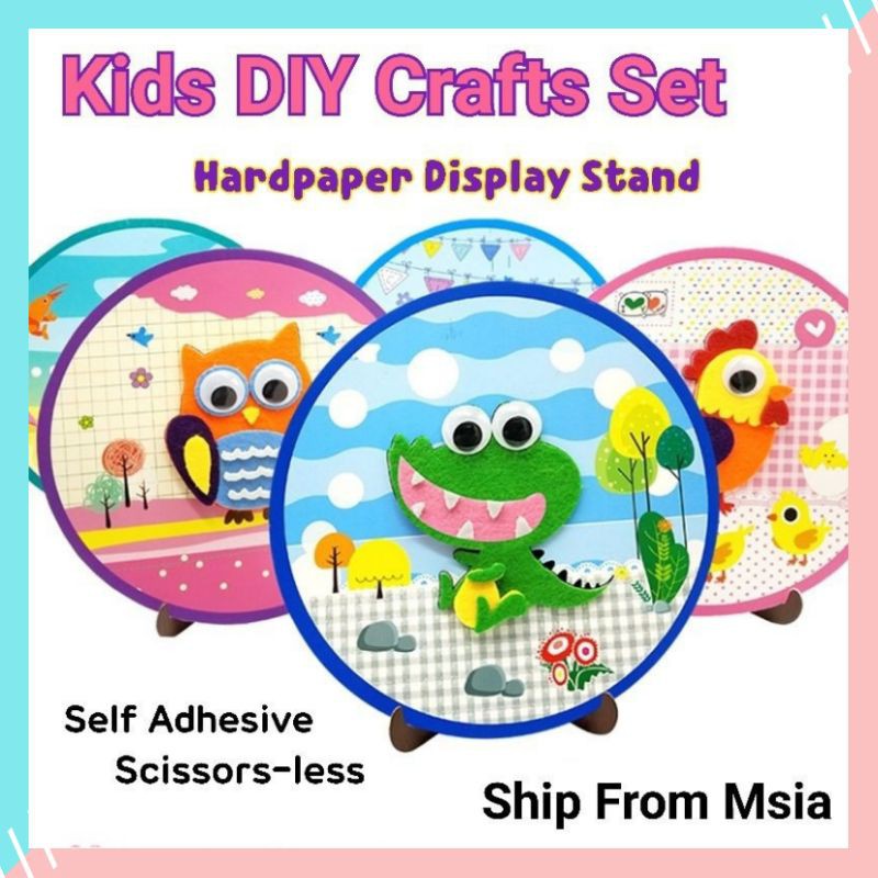 Kids Diy Art & Craft Kit Hardpaper Non Woven Display Stand Handmade Fun ...