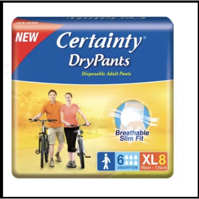 CERTAINTY DISPOSABLE ADULT DIAPERS DRYPANT XL 8 / TAPE M 10 | Shopee ...