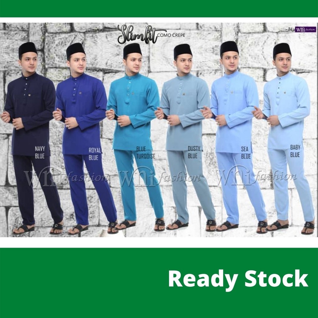 Baju Melayu Adiey Slimfit - Sea Blue, Dusk Blue, Blue Turquoise, Baby ...