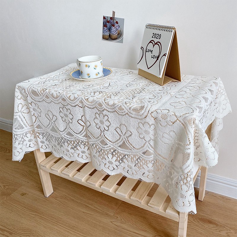 White Lace Tablecloth Household Romantic Table Cover TV Cabinet Dust ...