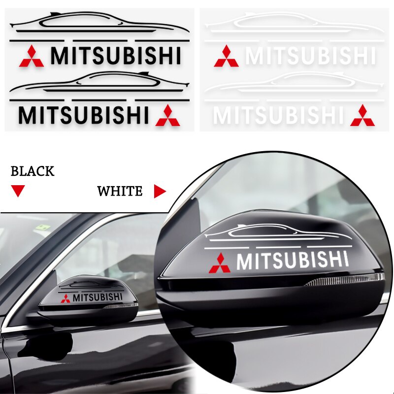 MITSUBISHI Lancer Car Logo Rearview Mirror Reflective Sticker 2pcs ...