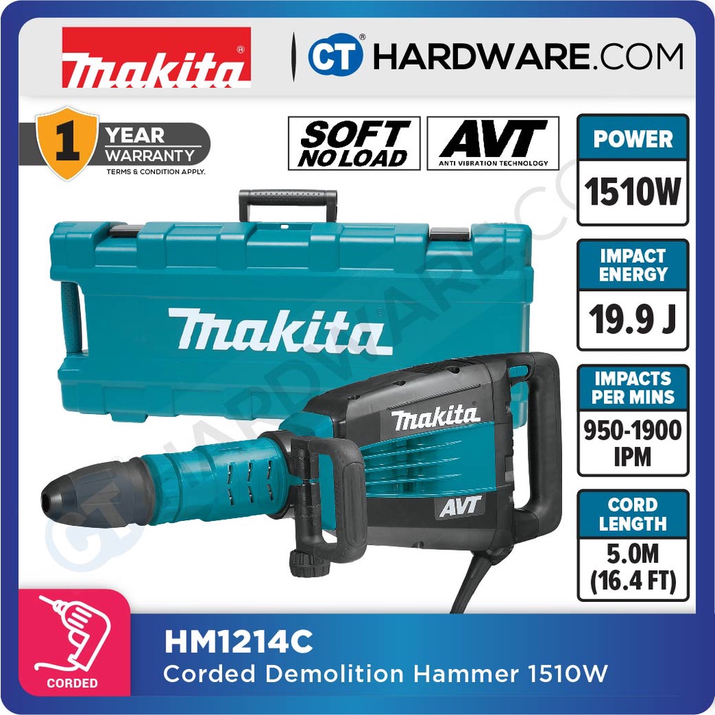 MAKITA HM1214C CORDED DEMOLITION HAMMER 1510W | 950-1900IPM | Shopee ...