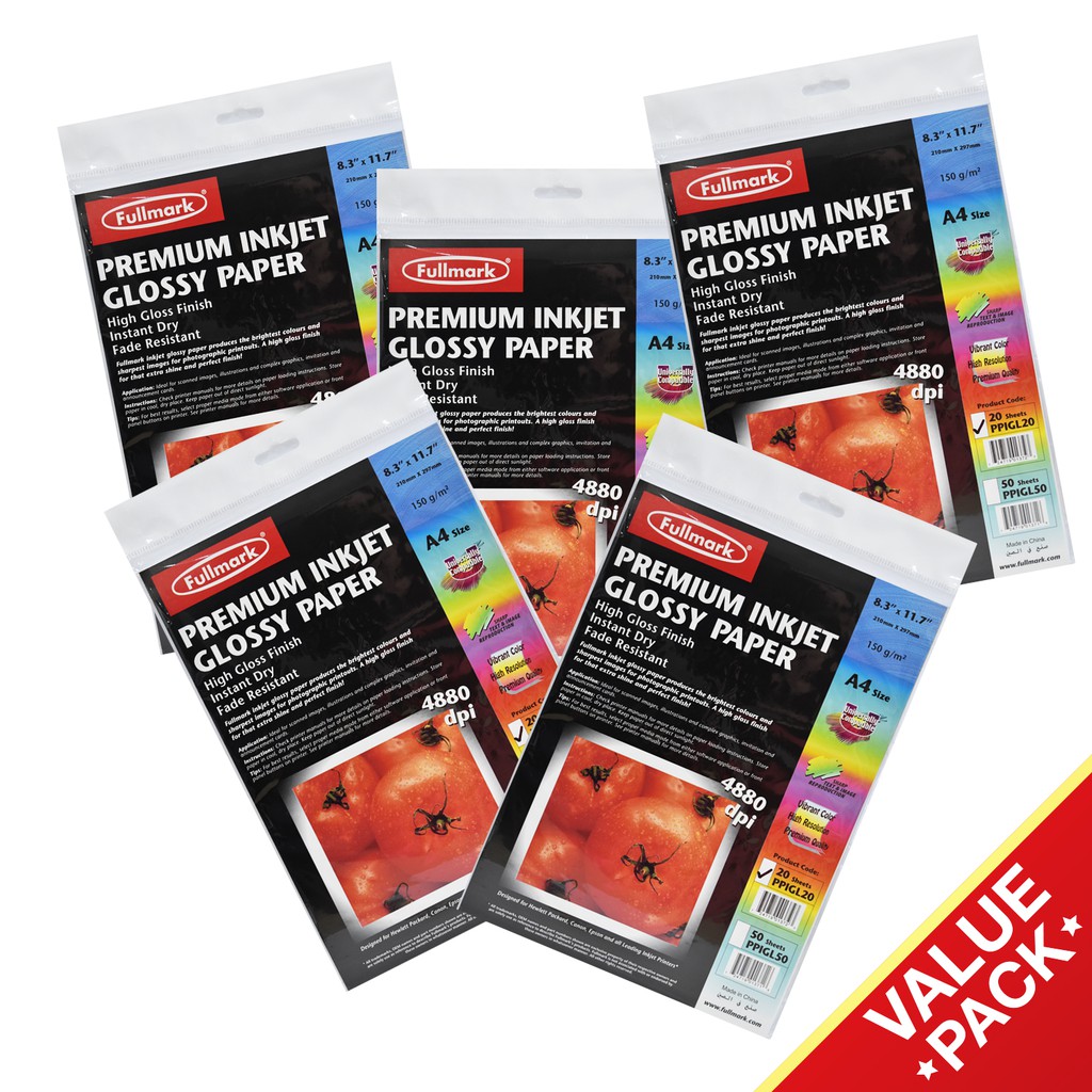 Fullmark Inkjet Glossy Paper A4 Premium - 5 x 20 sheets / pack (PPIGL20 ...