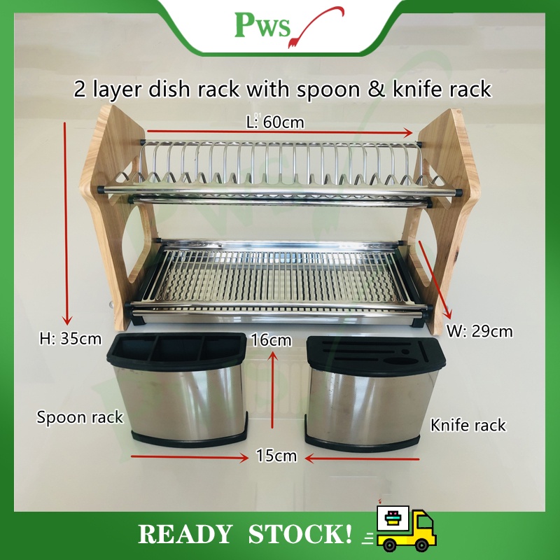 Stainless Steel high quality 2 layer Kitchen Dish / plate Rack / Rak ...