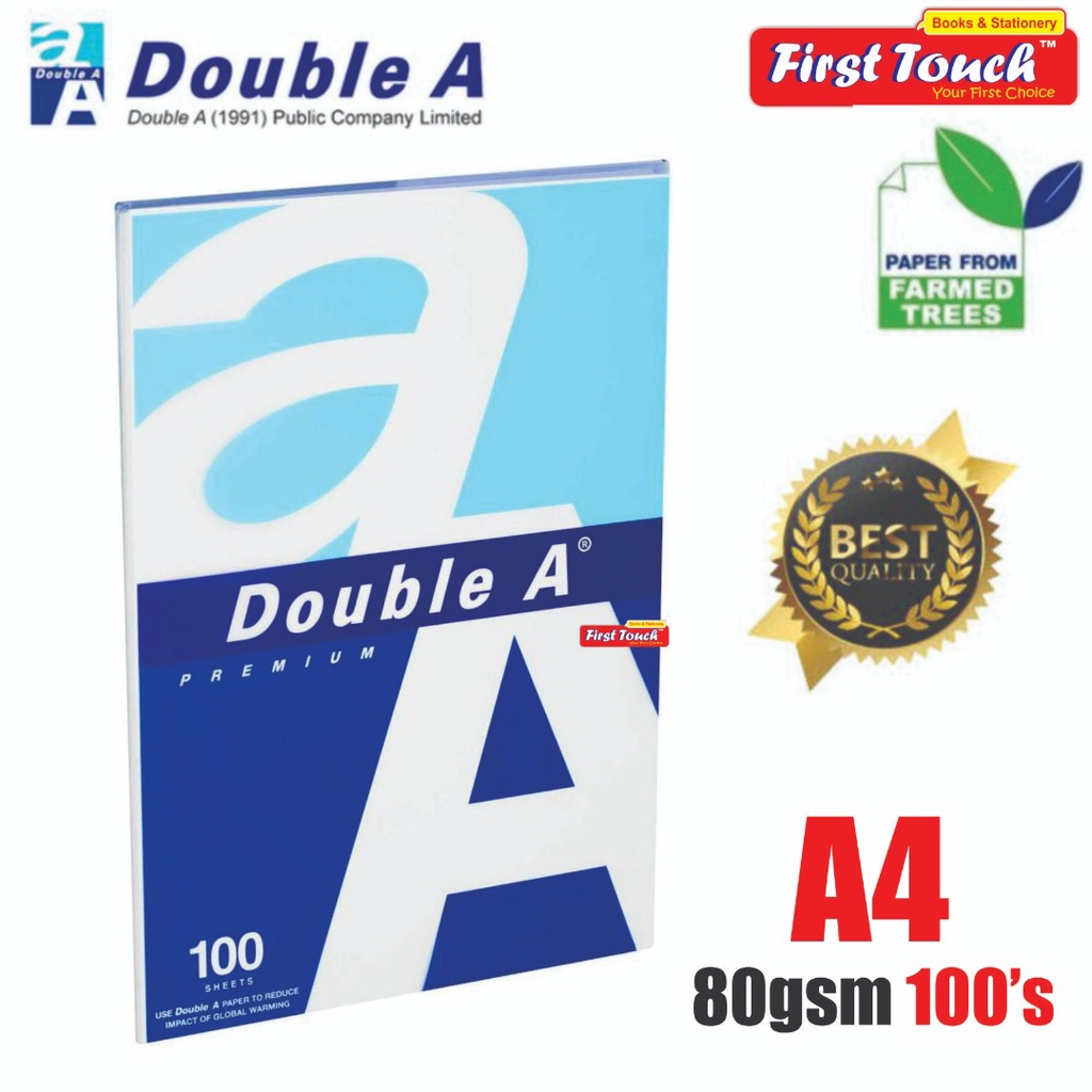 Double A A4 Paper 80gsm 500sheets / 100sheets Kertas Putih A4 80gsm A4 ...