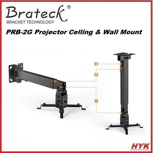 Brateck PRB-2G Universal Wall & Ceiling Projector Bracket-White Color ...
