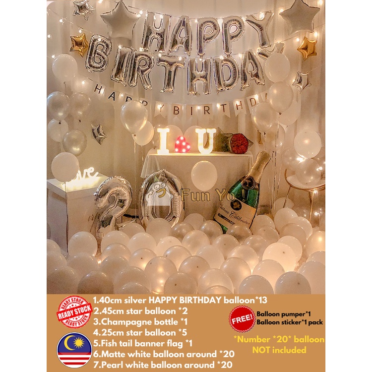Happy Birthday Balloon All In One Set Party Decoration For Free Pump ...