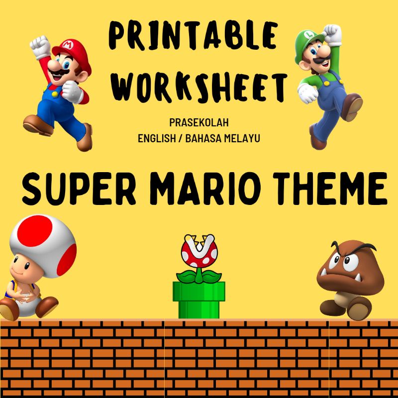 SUPER MARIO Printable Worksheet 5 Tahun 6 Tahun Preschool PraSekolah ...