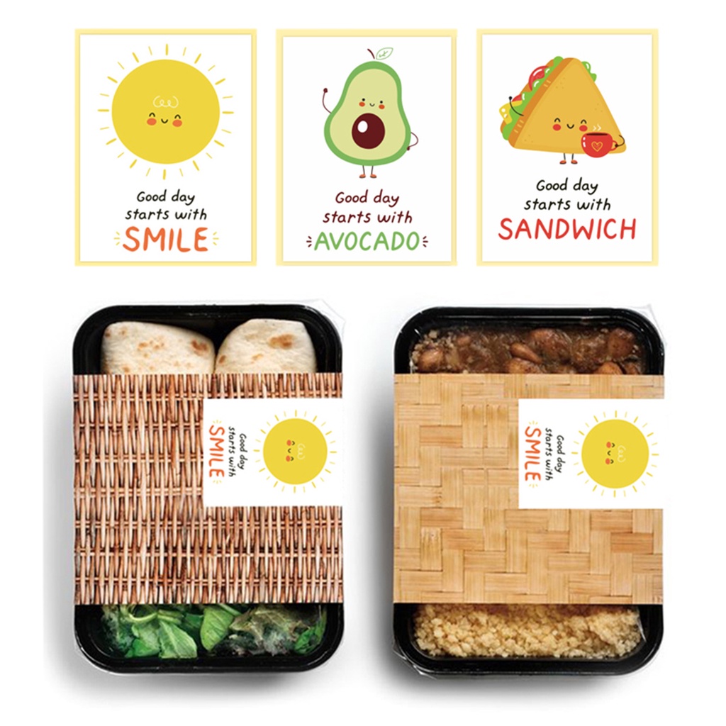 100pcs/pack 3*4CM Sun Avocado Sandwich Sticker Food Bento Bread Cake ...