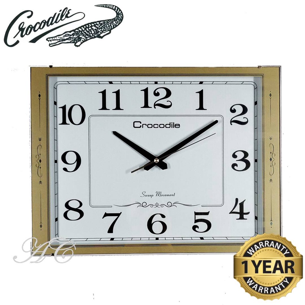 100% ORIGINAL Crocodile Quiet Sweep Analogue Wall Clock (Jam Dinding ...