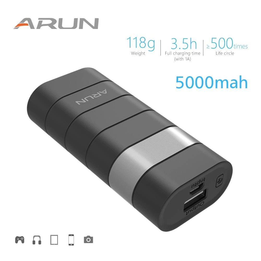 ARUN 5000mah Power Bank External Battery PoverBank 1 USB Powerbank ...